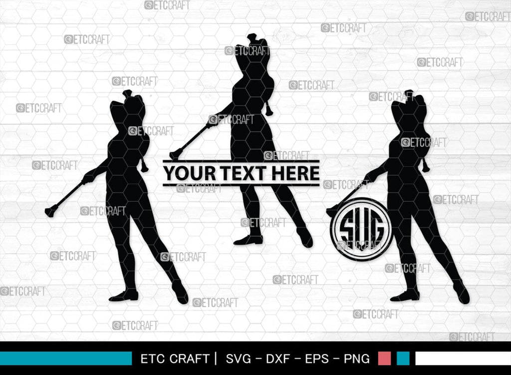 Baton Twirling Monogram, Baton Twirling Silhouette, Baton Twirling SVG ...