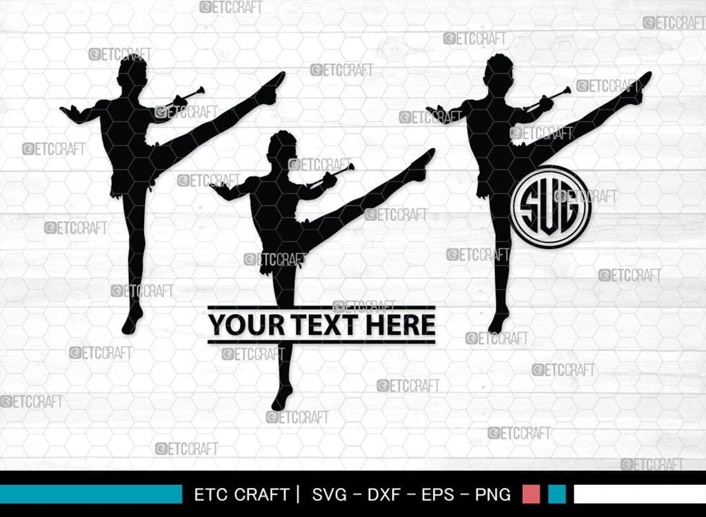 Baton Twirling Monogram, Baton Twirling Silhouette, Baton Twirling SVG ...