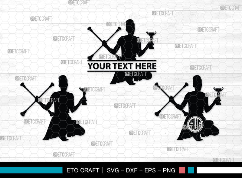 Baton Twirling Monogram, Baton Twirling Silhouette, Baton Twirling SVG ...