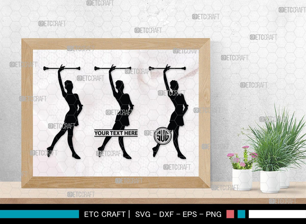 Baton Twirling Monogram, Baton Twirling Silhouette, Baton Twirling SVG ...