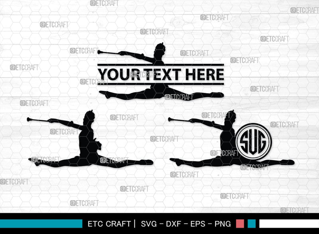 Baton Twirling Monogram, Baton Twirling Silhouette, Baton Twirling SVG ...