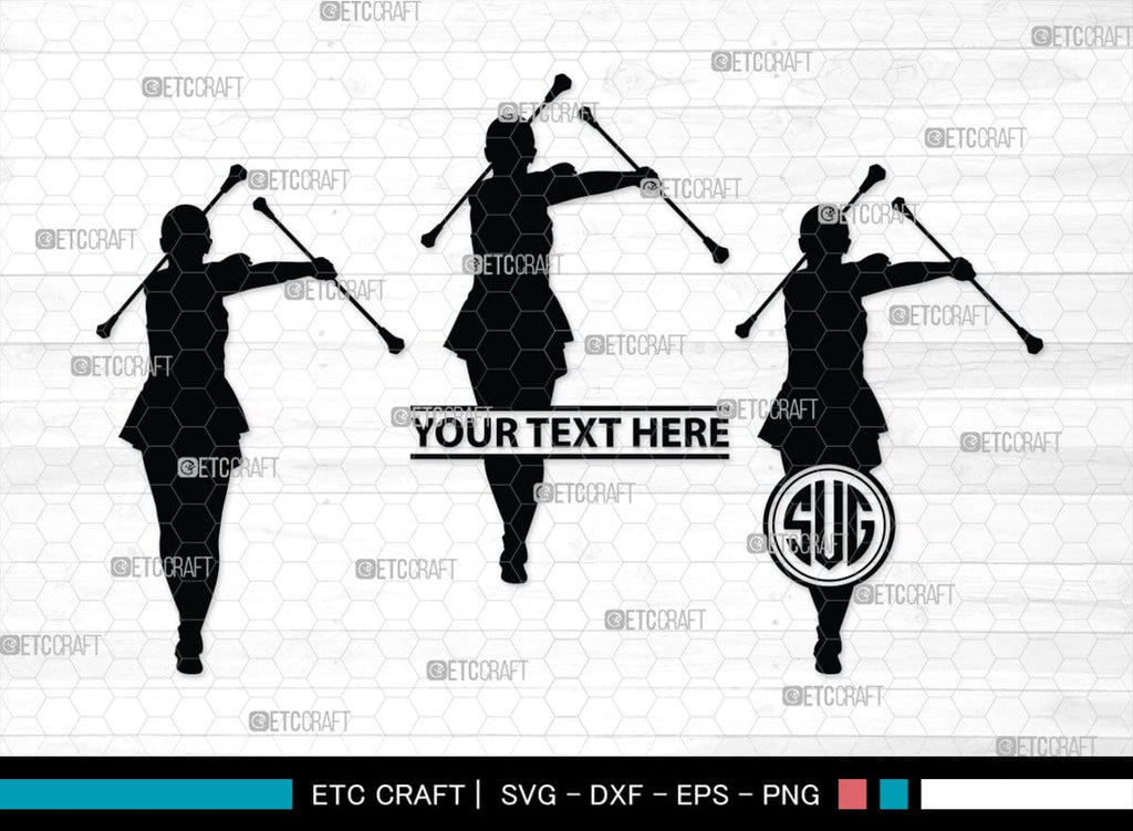 Baton Twirling Monogram, Baton Twirling Silhouette, Baton Twirling SVG ...