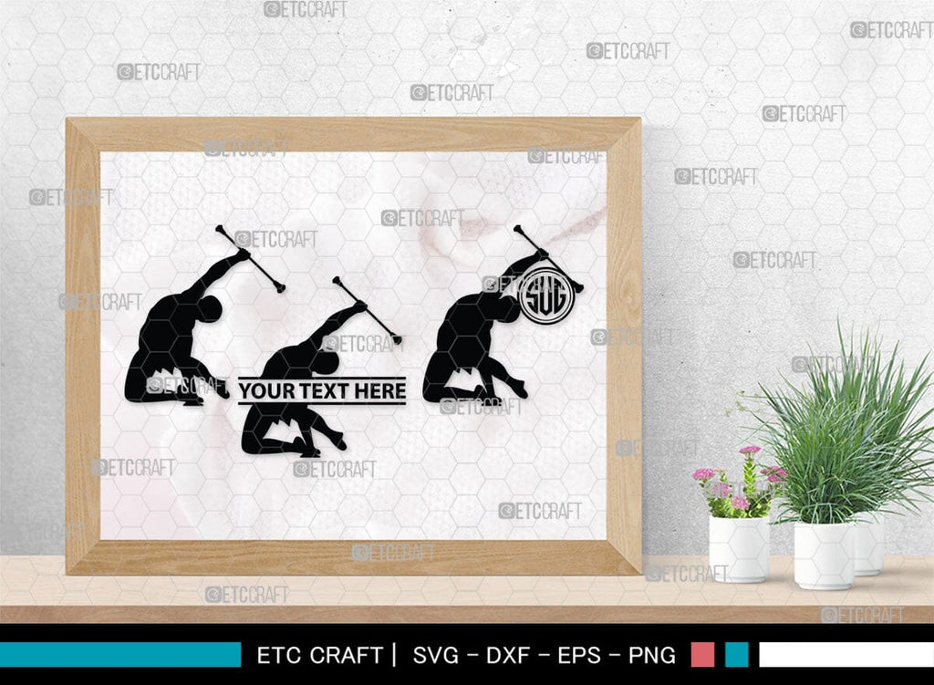Baton Twirling Monogram, Baton Twirling Silhouette, Baton Twirling SVG ...