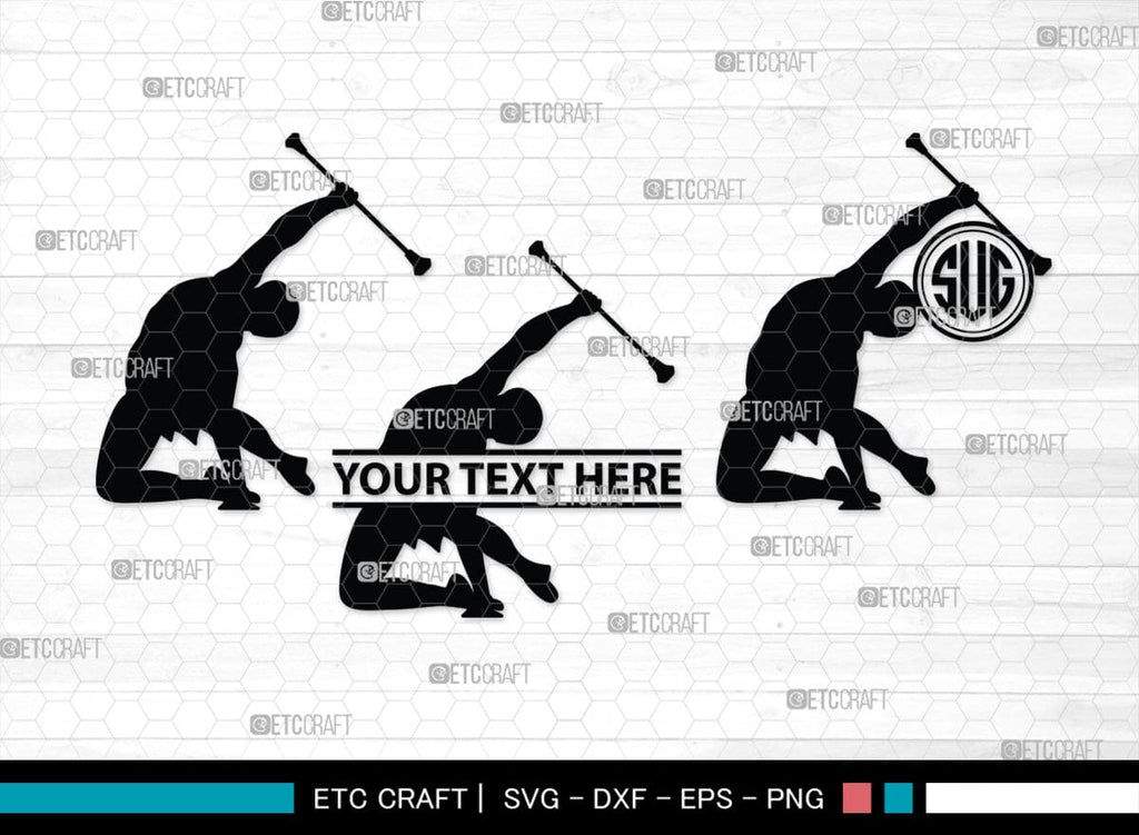 Baton Twirling Monogram, Baton Twirling Silhouette, Baton Twirling SVG ...