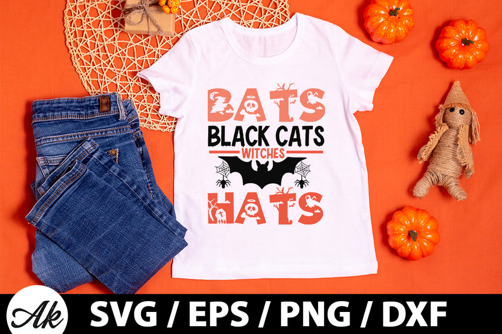 Bats black cats witches hats svg - So Fontsy