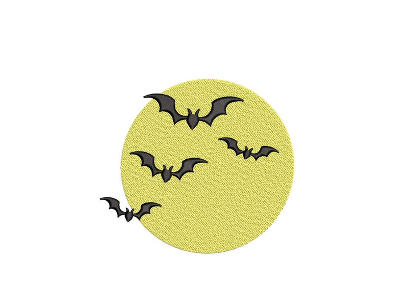 Bats Embroidery Design, Bats And Moon Embroidery File, Halloween ...