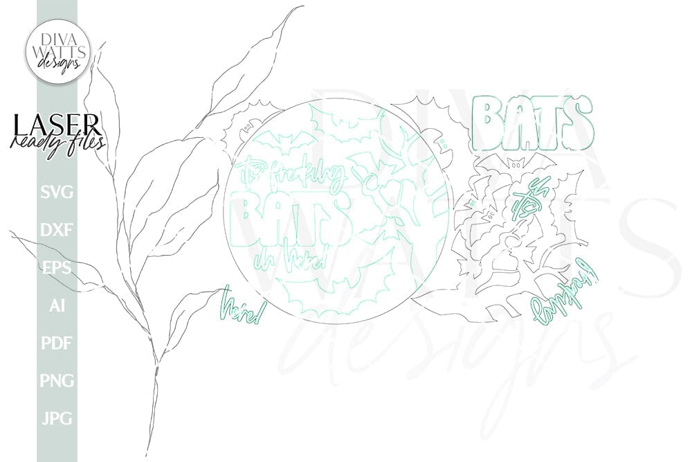 Bats Laser SVG For Door Hanger Sign For Halloween -Bats SVG It's ...
