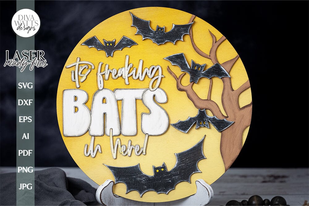 Bats Laser SVG For Door Hanger Sign For Halloween -Bats SVG It's ...