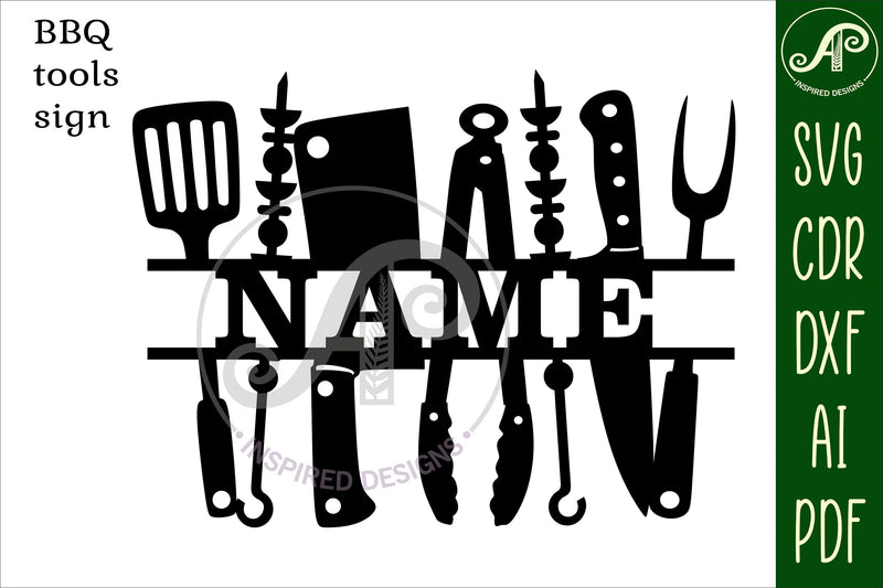 BBQ tools sign svg laser cut template - So Fontsy