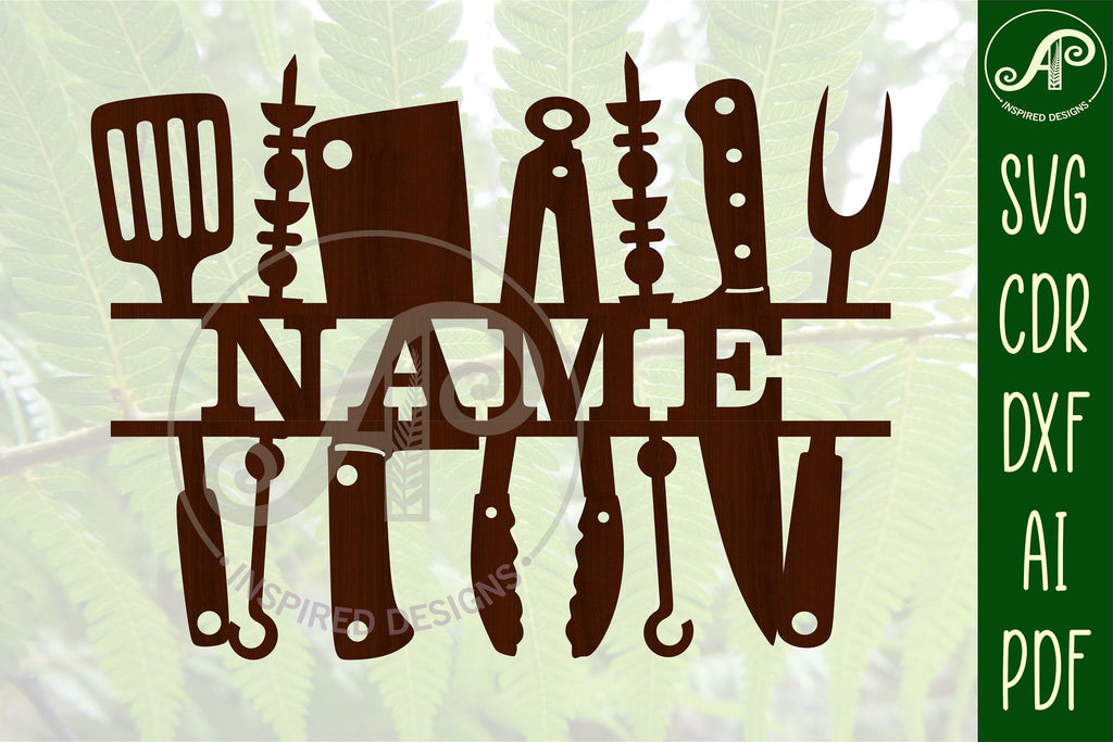 BBQ tools sign svg laser cut template - So Fontsy