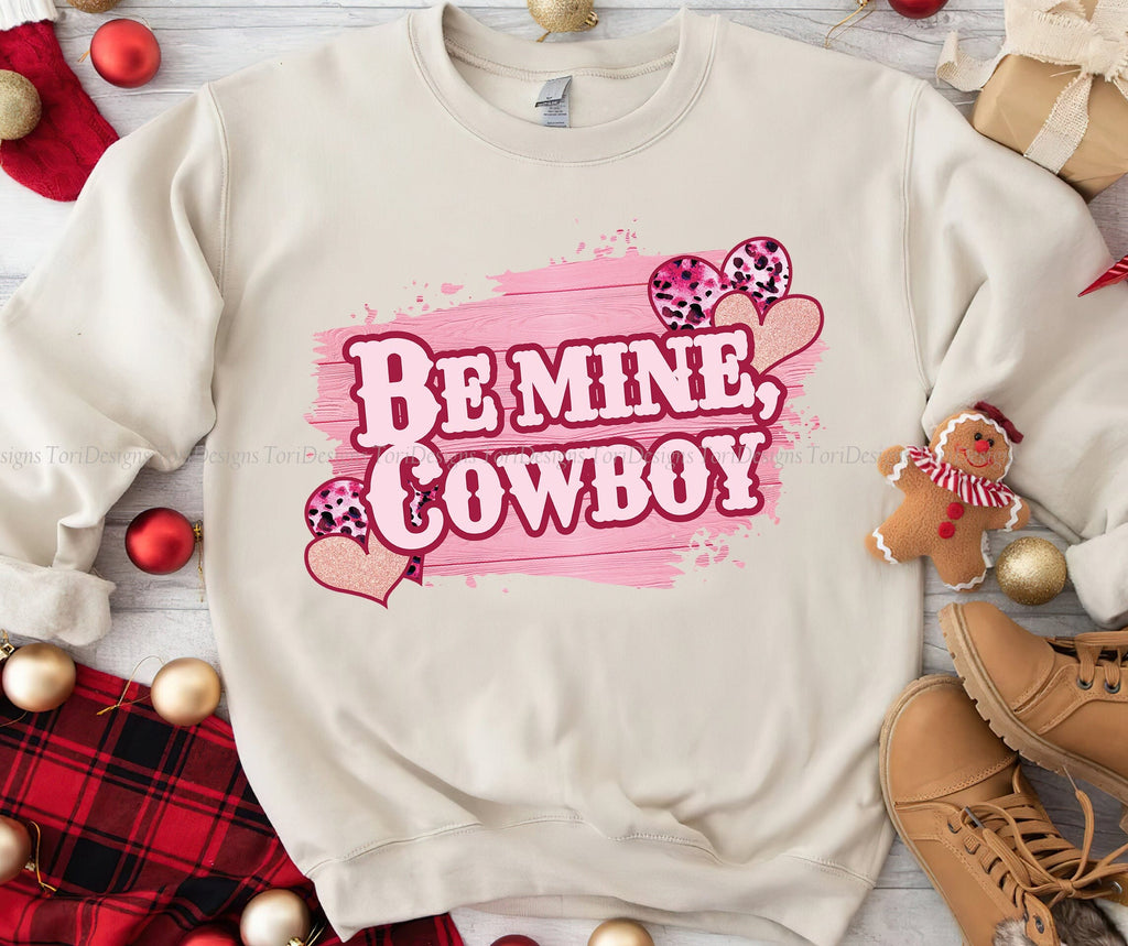 Be Mine Cowboy Pink PNG Sublimation Design - So Fontsy