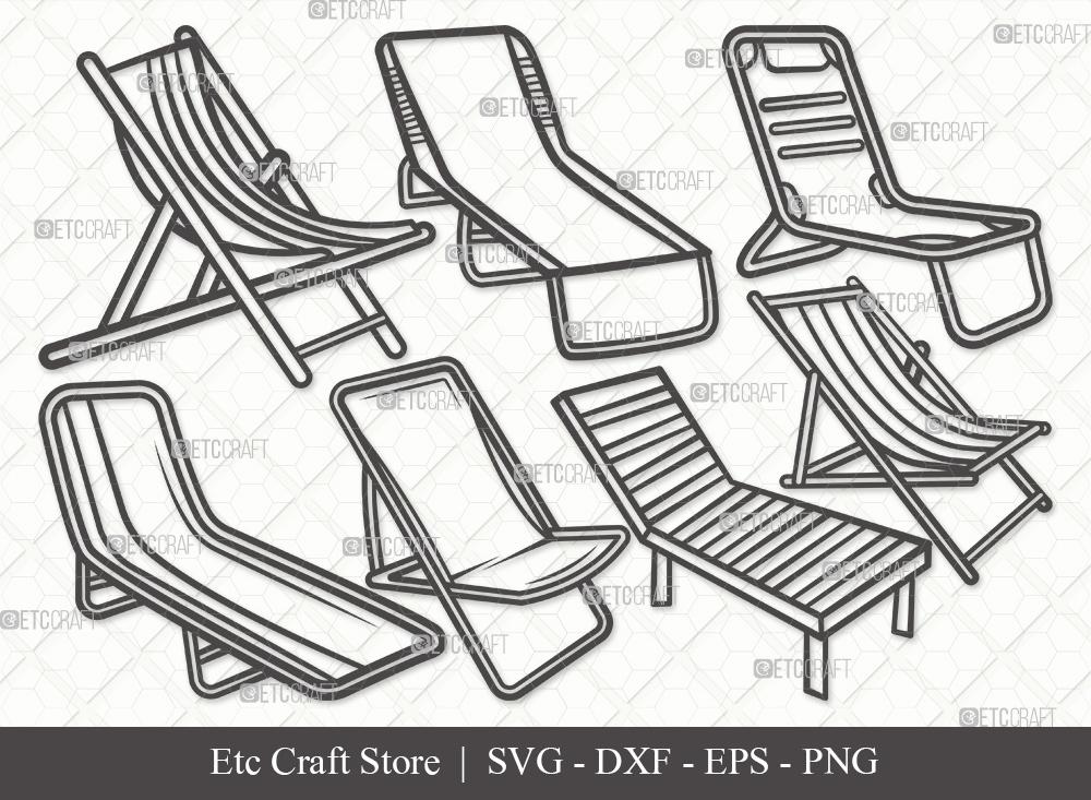 Beach Chair Outline SVG Cut File | Beach Umbrella Svg | Beach Chair Svg ...