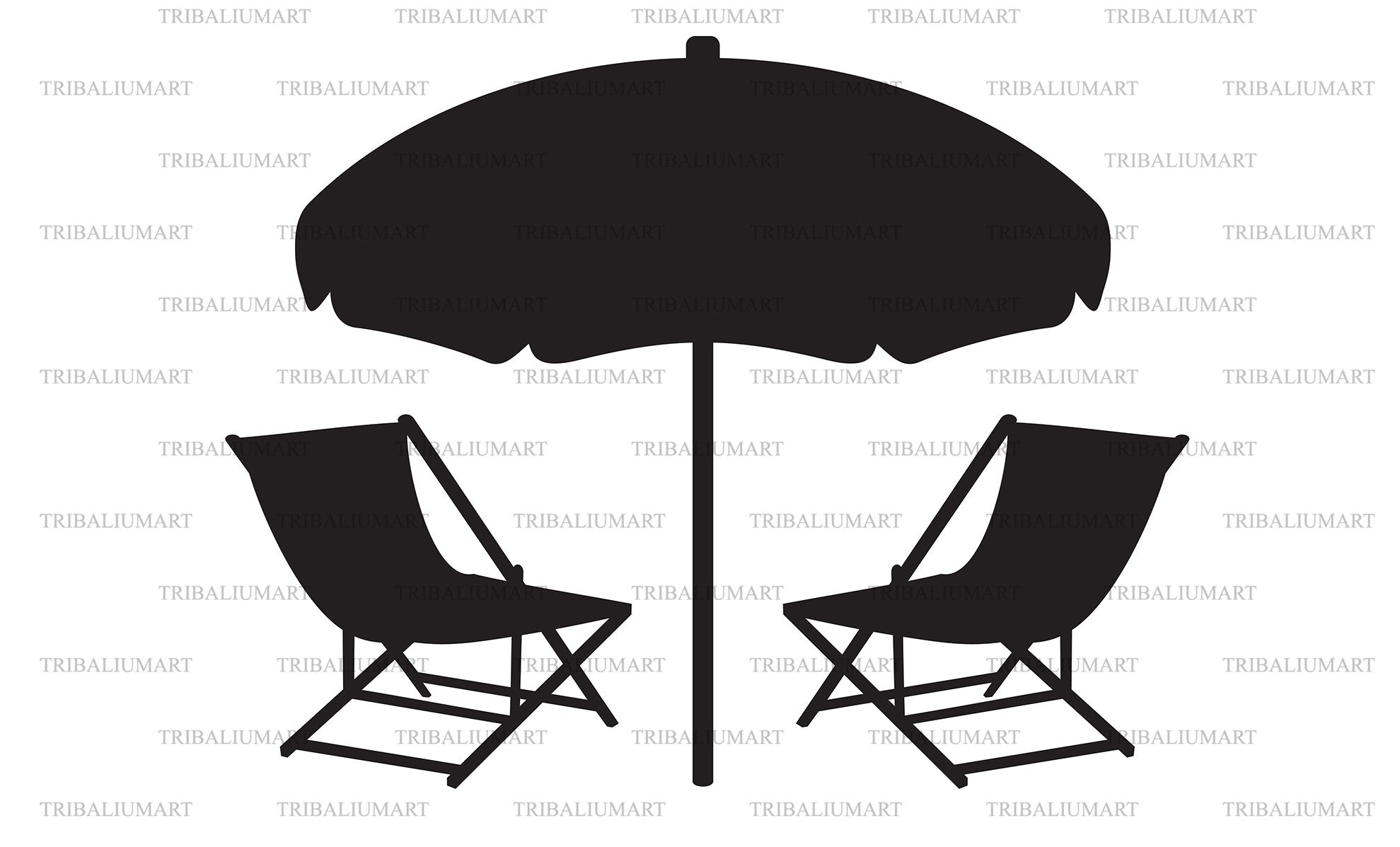 Beach Chairs and Umbrella. Cut files for Cricut. Clip Art silhouettes ...