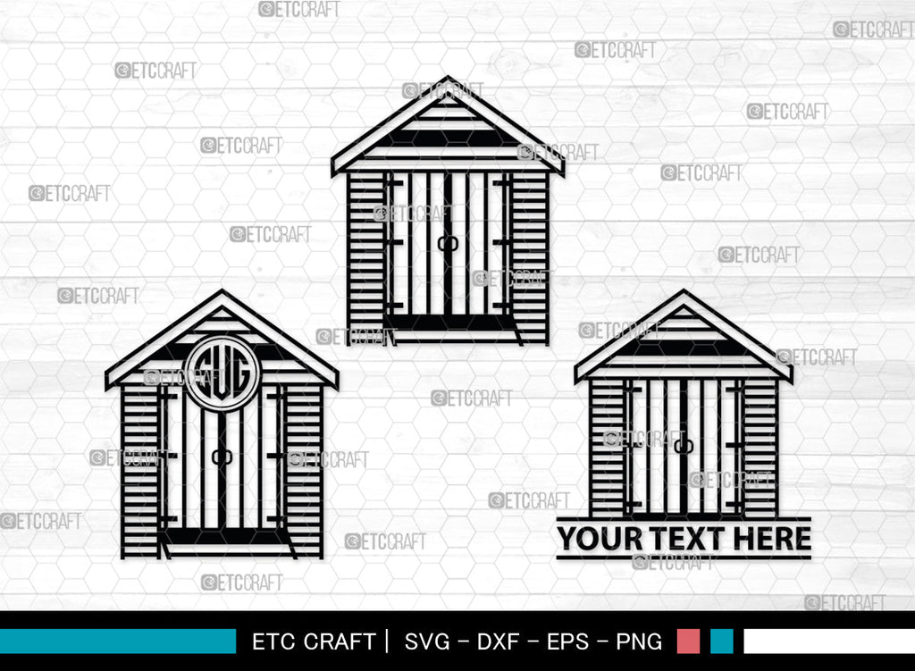Beach Hut Monogram, Beach Huts Silhouette, Beach Huts SVG, Bamboo House ...