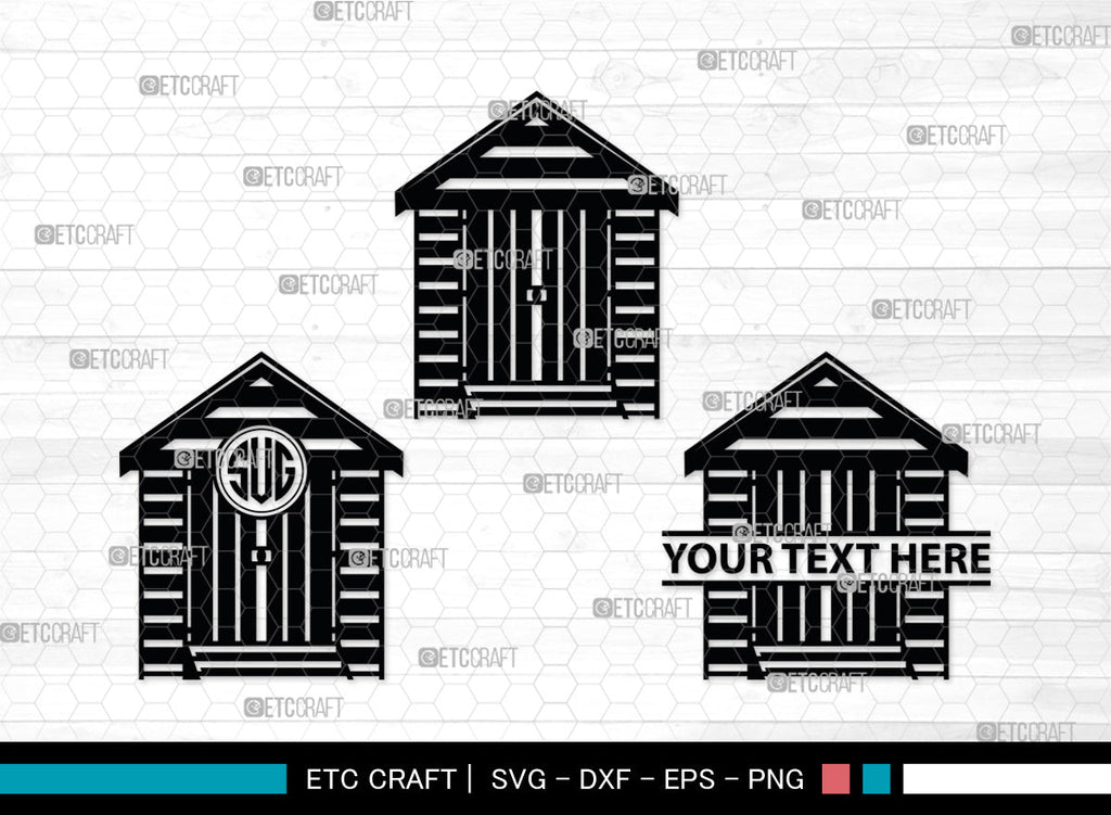Beach Hut Monogram, Beach Huts Silhouette, Beach Huts SVG, Bamboo House ...