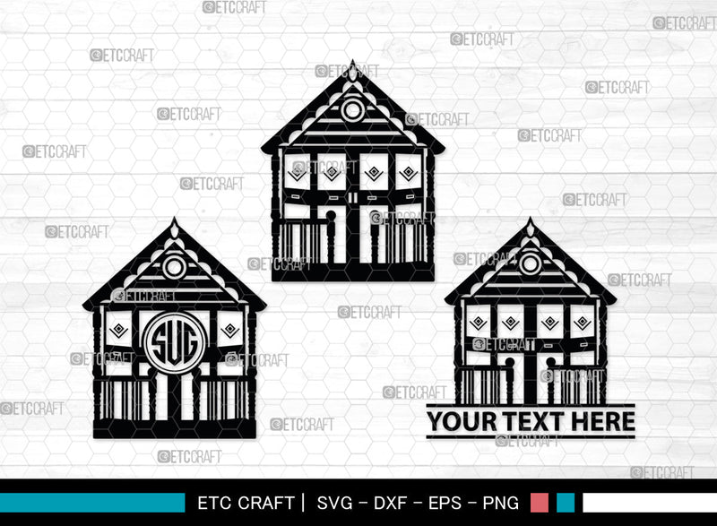 Beach Hut Monogram, Beach Huts Silhouette, Beach Huts SVG, Bamboo House ...
