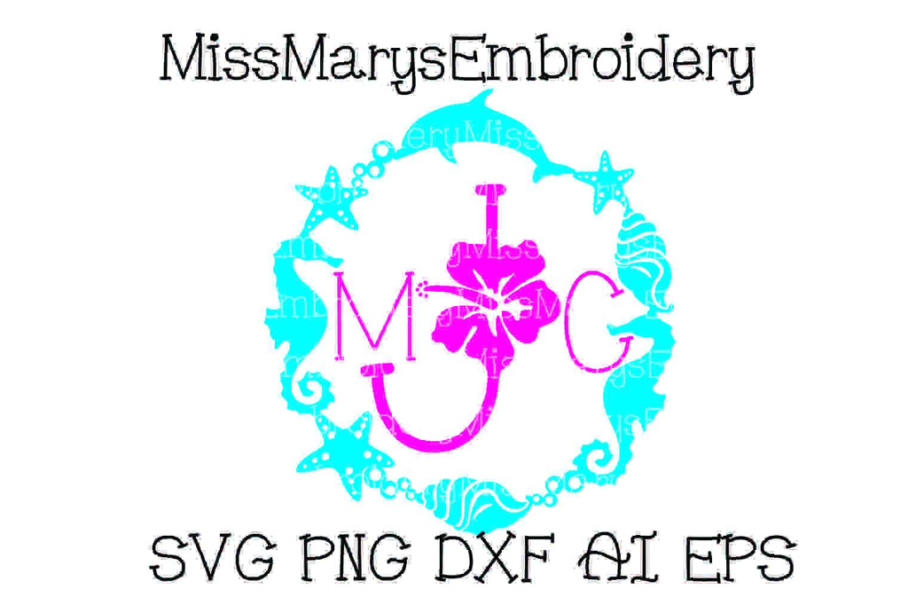 Beach Monogram Frame - So Fontsy