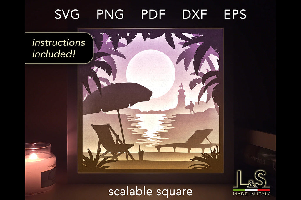 Beach Shadow Box Svg | 3D Layered Design - So Fontsy