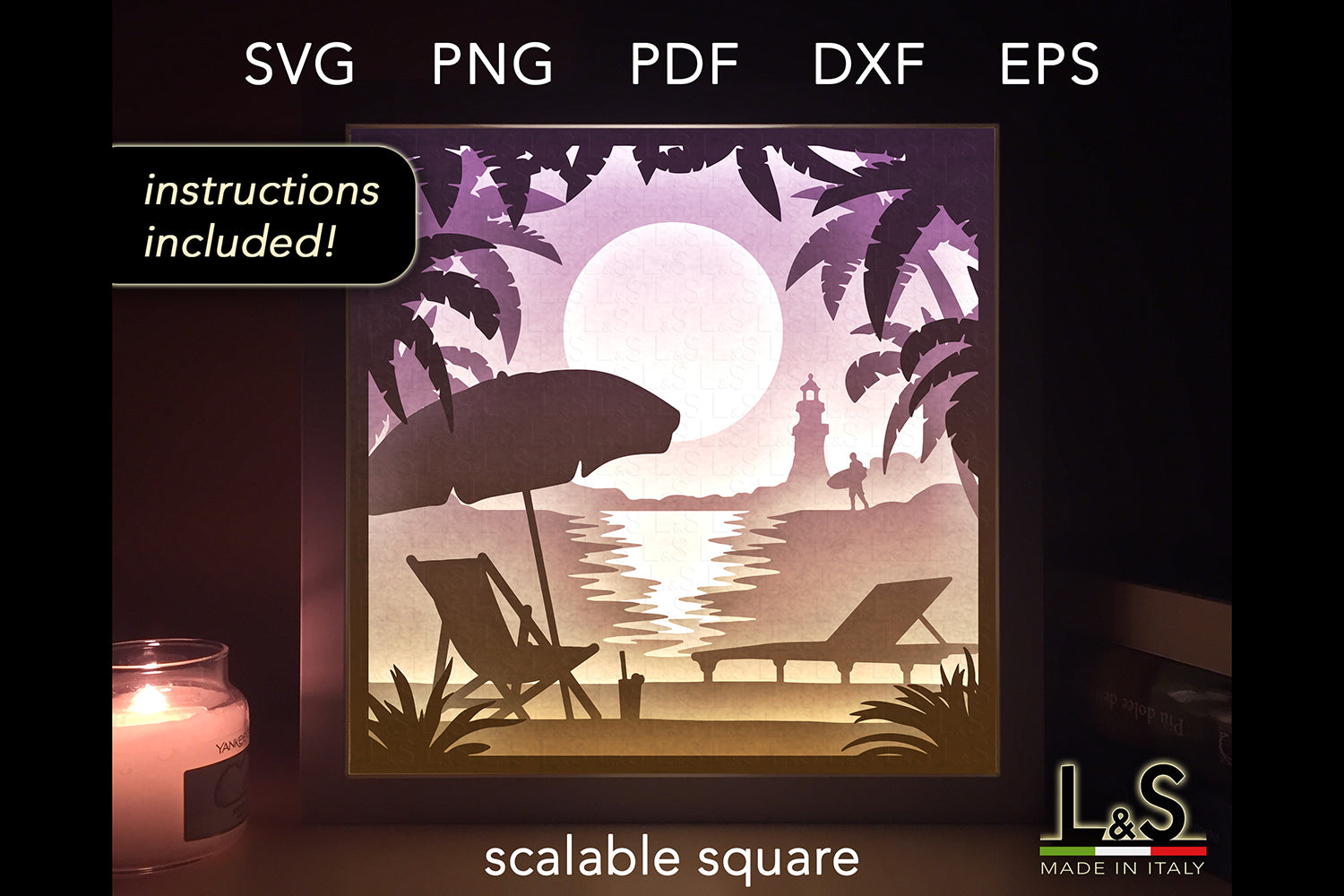 Beach Shadow Box Svg | 3D Layered Design - So Fontsy