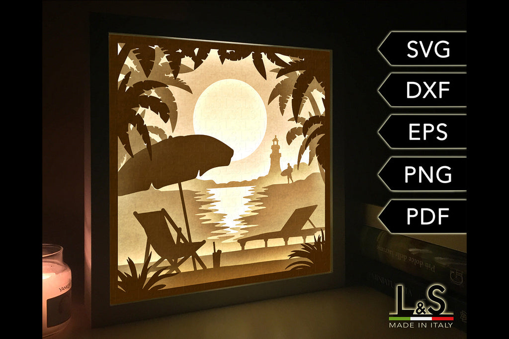 Beach Shadow Box Svg | 3D Layered Design - So Fontsy