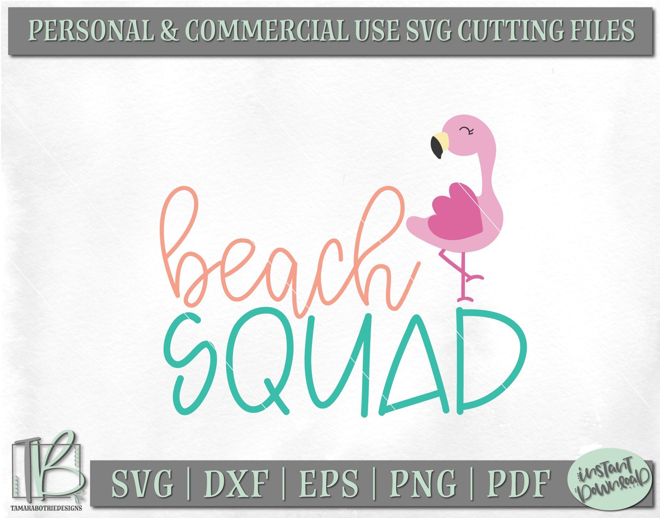 Beach Squad SVG, Summer SVG, Beach SVG, Flamingo SVG - So Fontsy