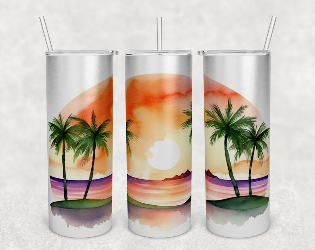 Beach Sunset Tumbler Wraps Bundle, 20 Oz Skinny Tumbler Beach Sunset ...