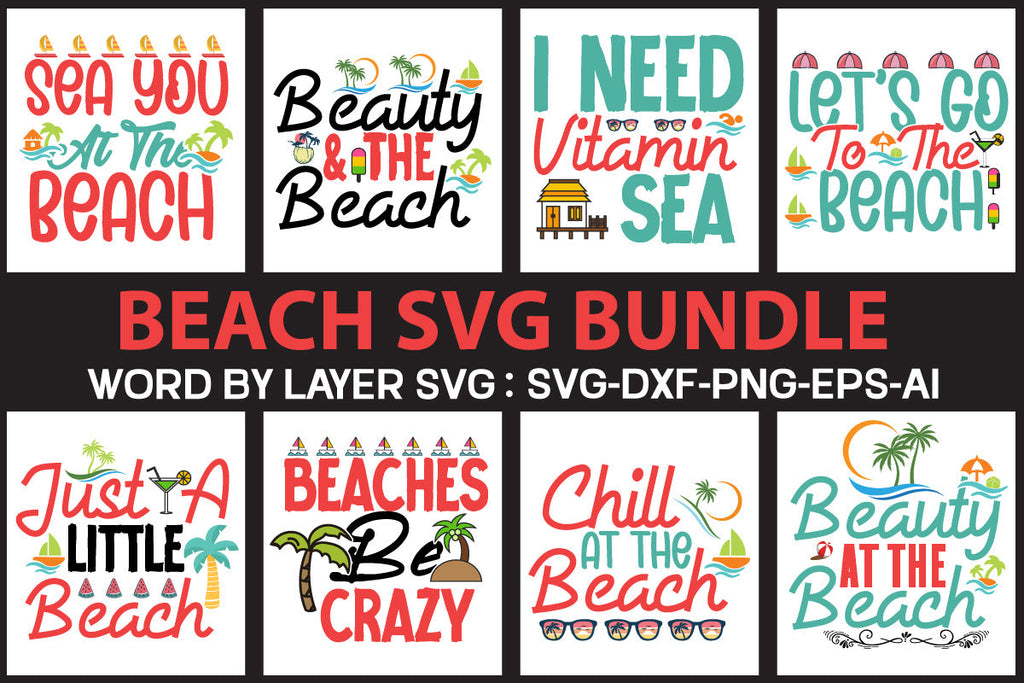 Beach SVG Bundle ,Funny Beach SVG Bundle - So Fontsy