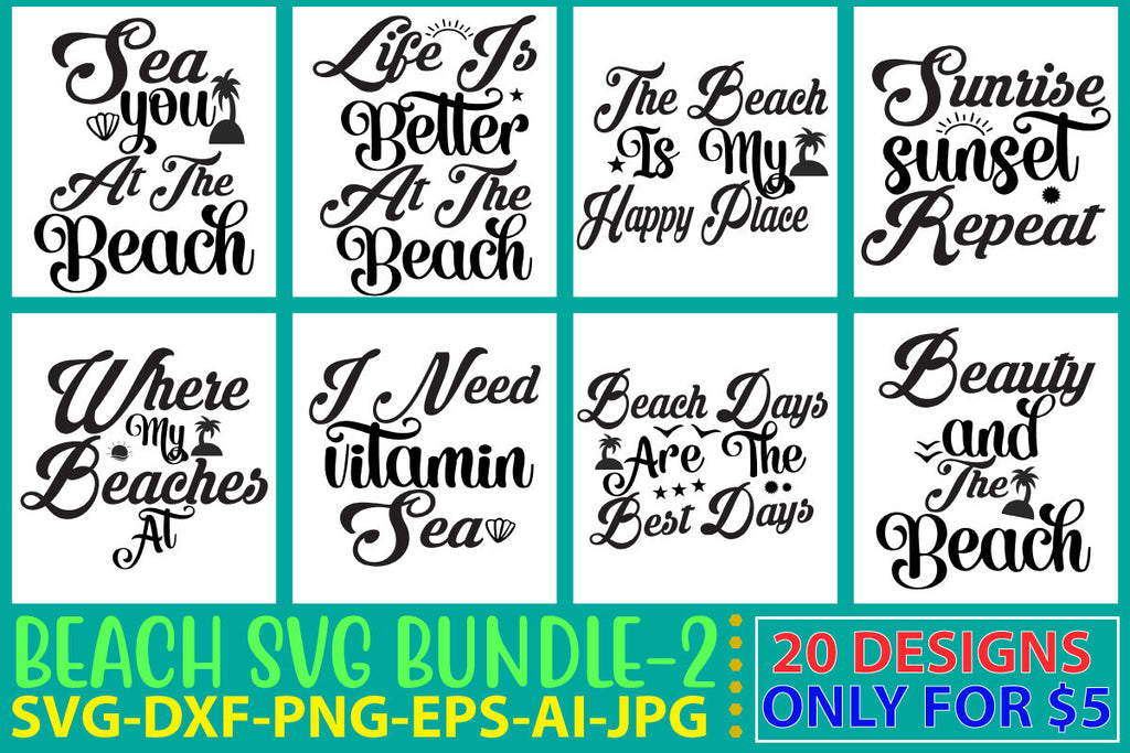 Beach Svg Bundle - So Fontsy