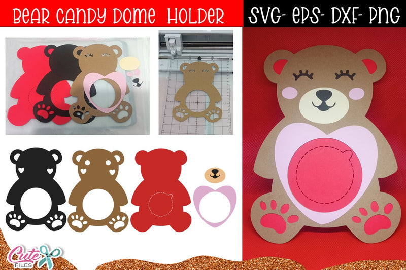 Bear Candy Dome | Valentines day SVG Paper Cut - So Fontsy