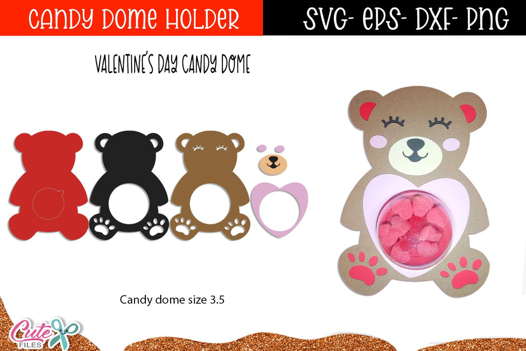 Bear Candy Dome | Valentines day SVG Paper Cut - So Fontsy