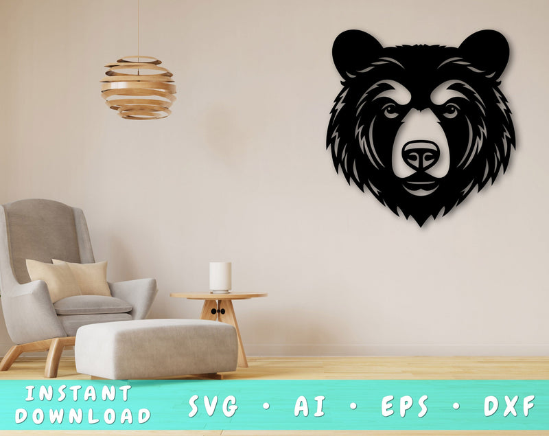 Bear Laser SVG Cut File, Bear Glowforge File, Bear DXF, Bear Wall Art ...