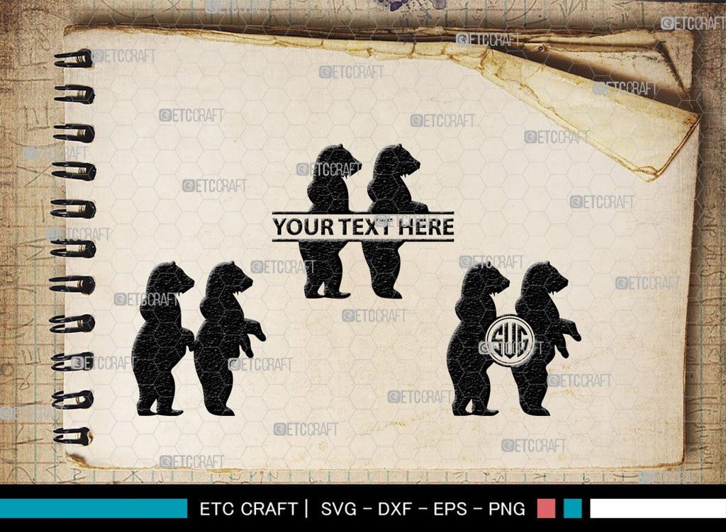 Bear Monogram, Bear Silhouette, Bear SVG, Bruin Svg, Grizzly Bear Svg ...