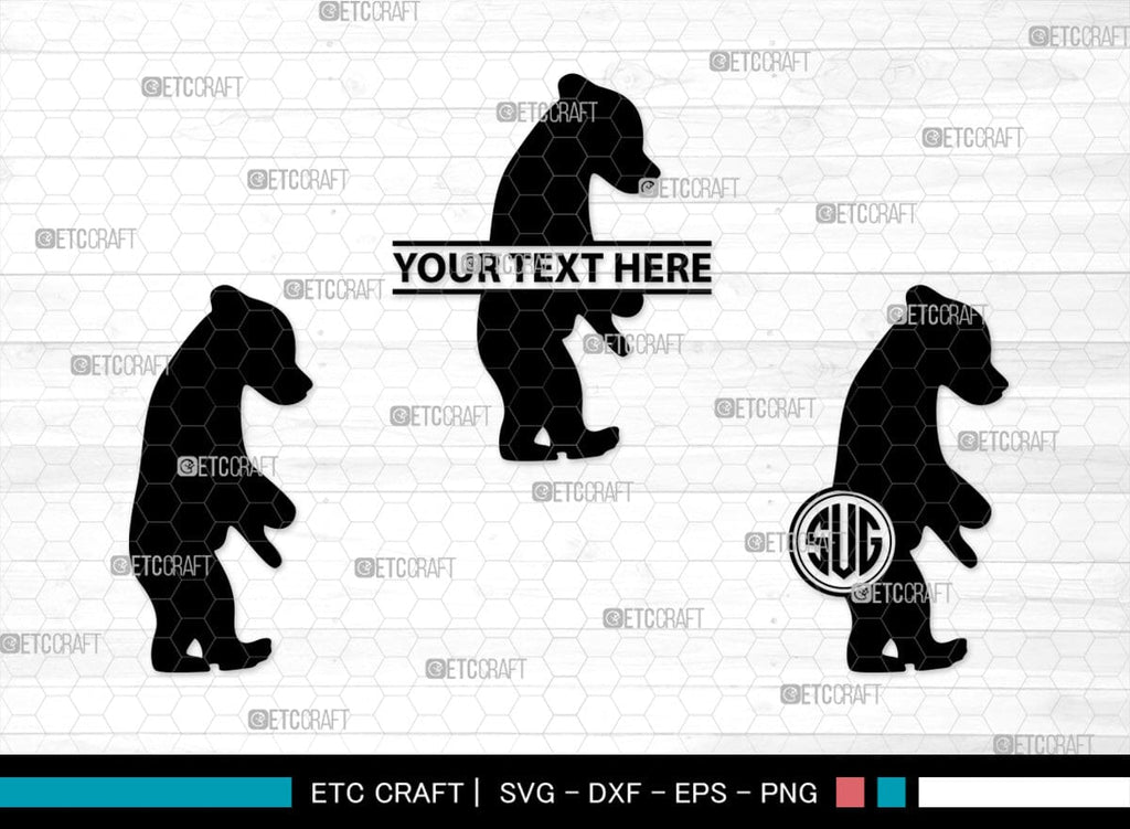 Bear Monogram, Bear Silhouette, Bear SVG, Bruin Svg, Grizzly Bear Svg ...
