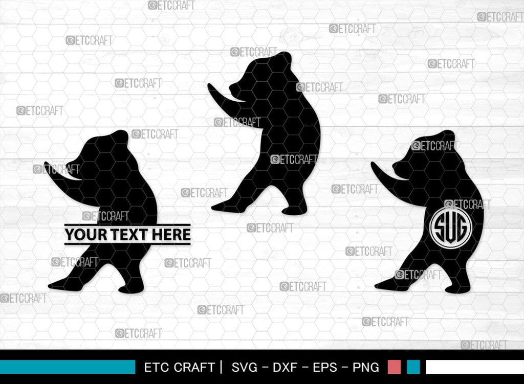 Bear Monogram, Bear Silhouette, Bear SVG, Bruin Svg, Grizzly Bear Svg ...