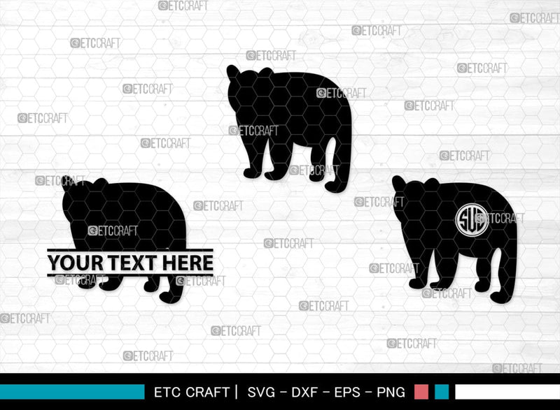 Bear Monogram, Bear Silhouette, Bear SVG, Bruin Svg, Grizzly Bear Svg ...