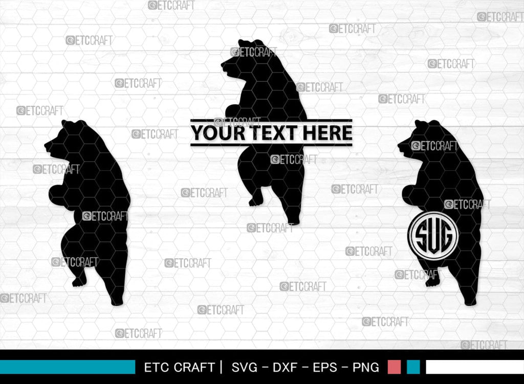 Bear Monogram, Bear Silhouette, Bear SVG, Bruin Svg, Grizzly Bear Svg ...
