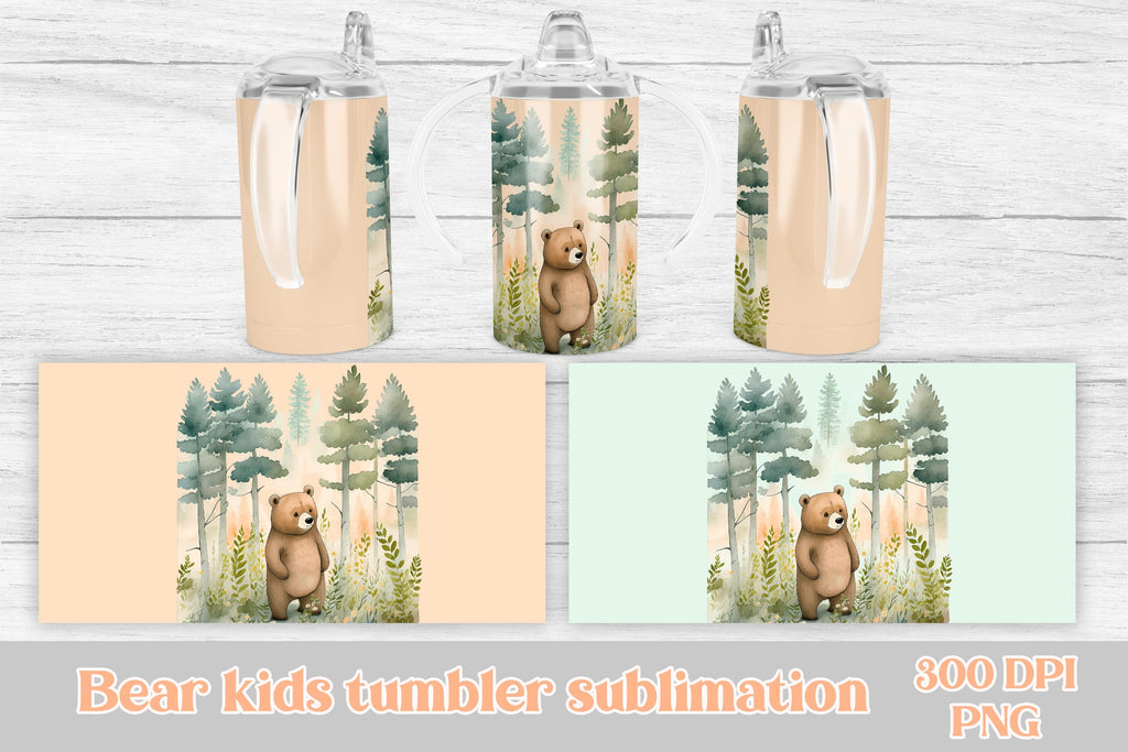 Bear sippy cup sublimation | Bear kids tumbler - So Fontsy