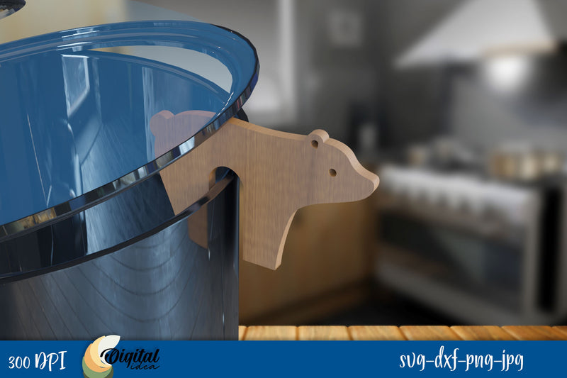Bear SVG. Pot Prop Laser Cut Design. 3D Kitchen Laser Cut. - So Fontsy