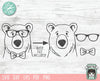 Bear With Glasses Bowtie SVG Cut File - So Fontsy