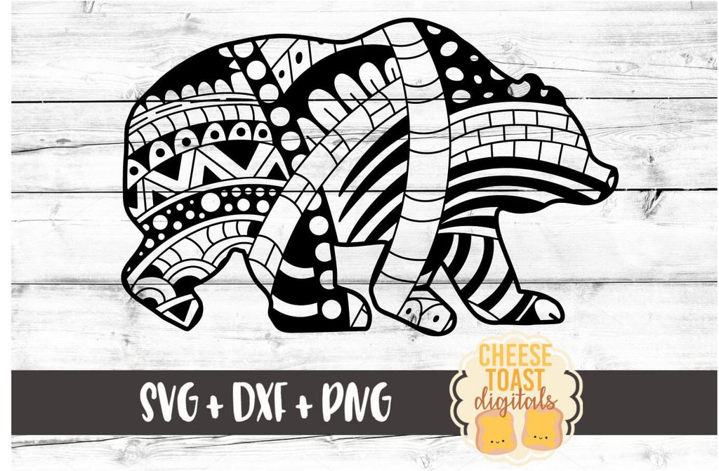 Bear - Zen Doodle Art - Animal SVG PNG DXF Files - So Fontsy
