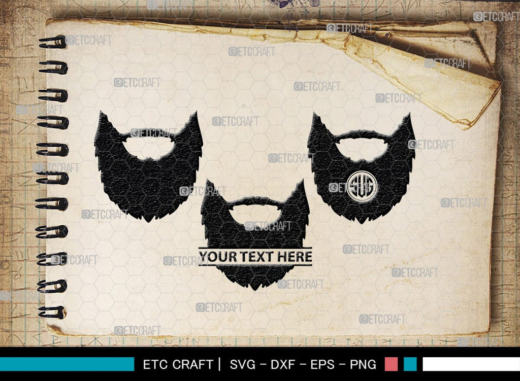 Beard Monogram, Beard Silhouette, Beard SVG, Long Beard Svg, Moustache ...