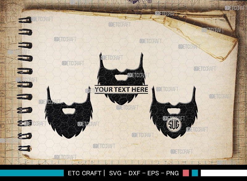 Beard Monogram, Beard Silhouette, Beard SVG, Long Beard Svg, Moustache ...