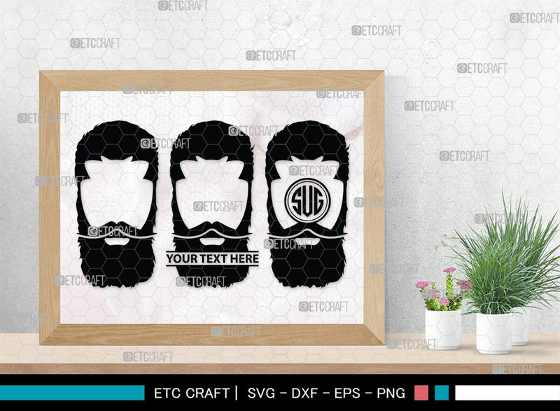 Beard Monogram, Beard Silhouette, Beard SVG, Long Beard Svg, Moustache ...