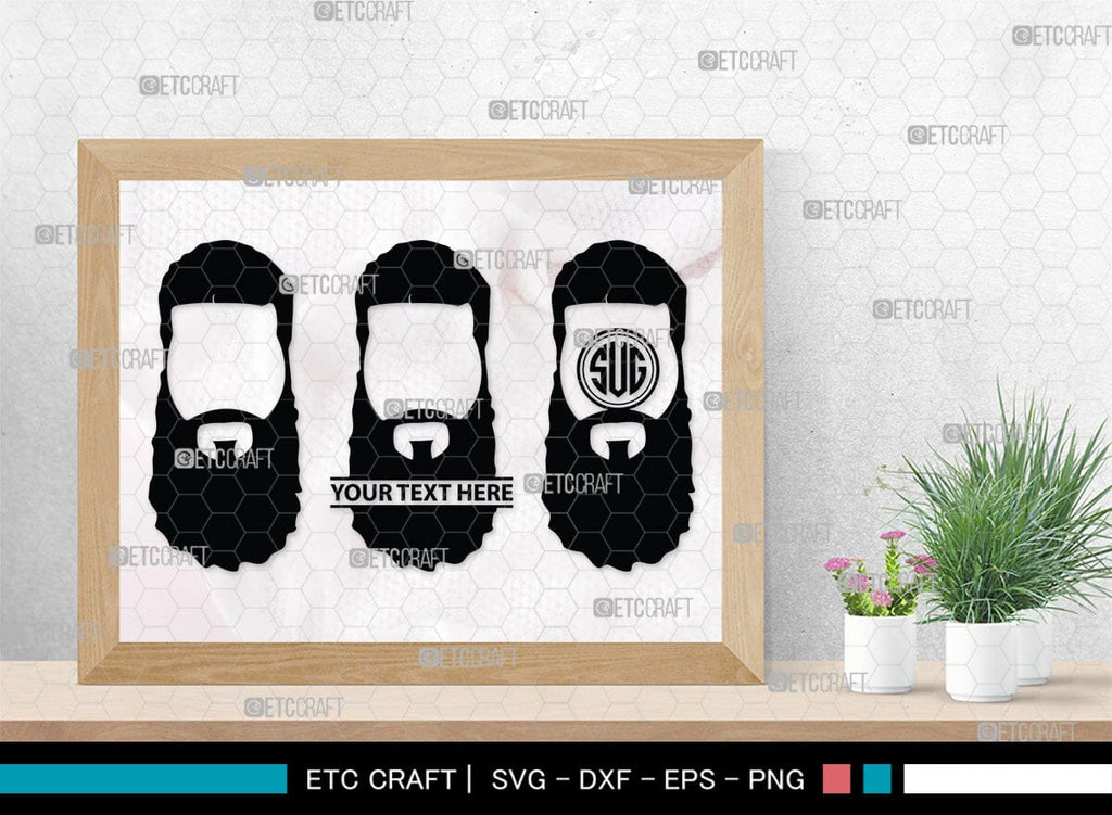 Beard Monogram, Beard Silhouette, Beard SVG, Long Beard Svg, Moustache ...