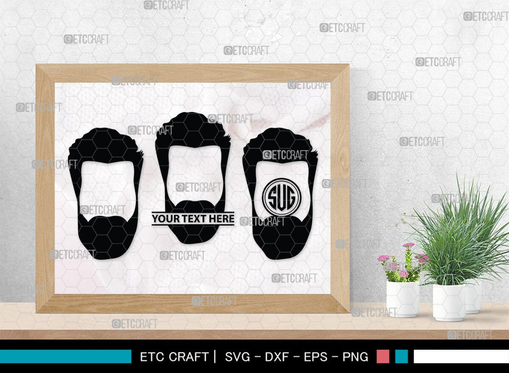 Beard Monogram, Beard Silhouette, Beard SVG, Long Beard Svg, Moustache ...
