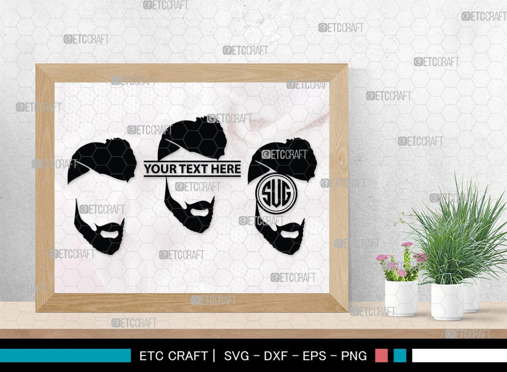 Beard Monogram, Beard Silhouette, Beard SVG, Long Beard Svg, Moustache ...