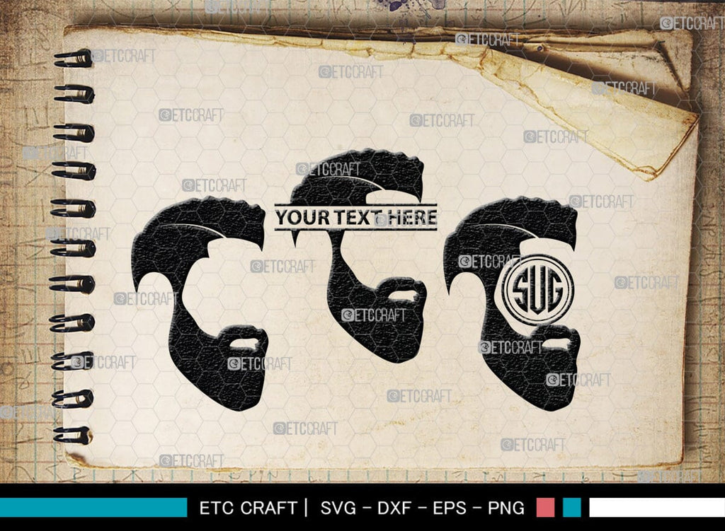 Beard Monogram, Beard Silhouette, Beard SVG, Long Beard Svg, Moustache ...