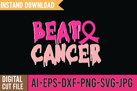 Beat Cancer SVG Design ,Beat Cancer SVG Cut File - So Fontsy