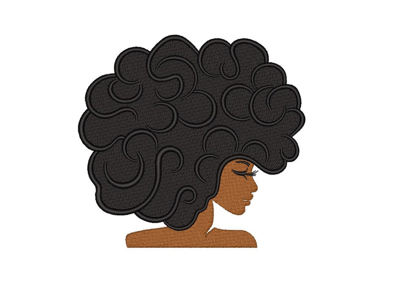 Beautiful African American Woman Embroidery Design, 4 sizes - So Fontsy