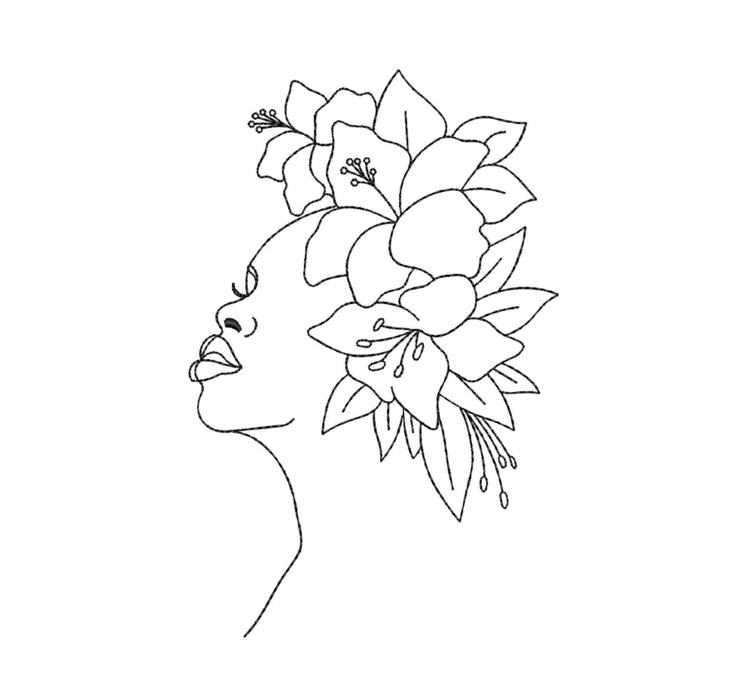 Beautiful African American Woman Embroidery Design, 5 sizes - So Fontsy